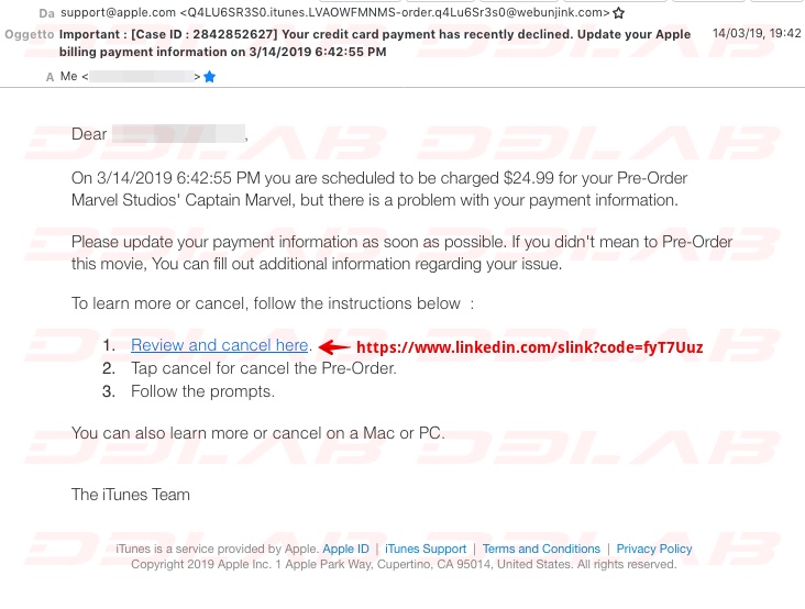 When phishing runs over LinkedIn short url – D3Lab