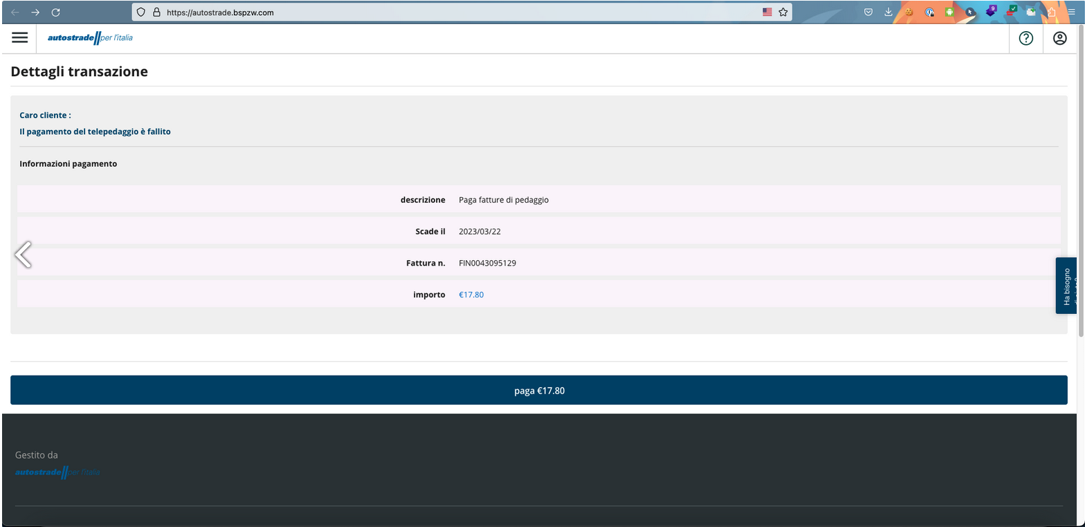 Campagna di phishing ai danni di Autostrade per l’Italia – D3Lab