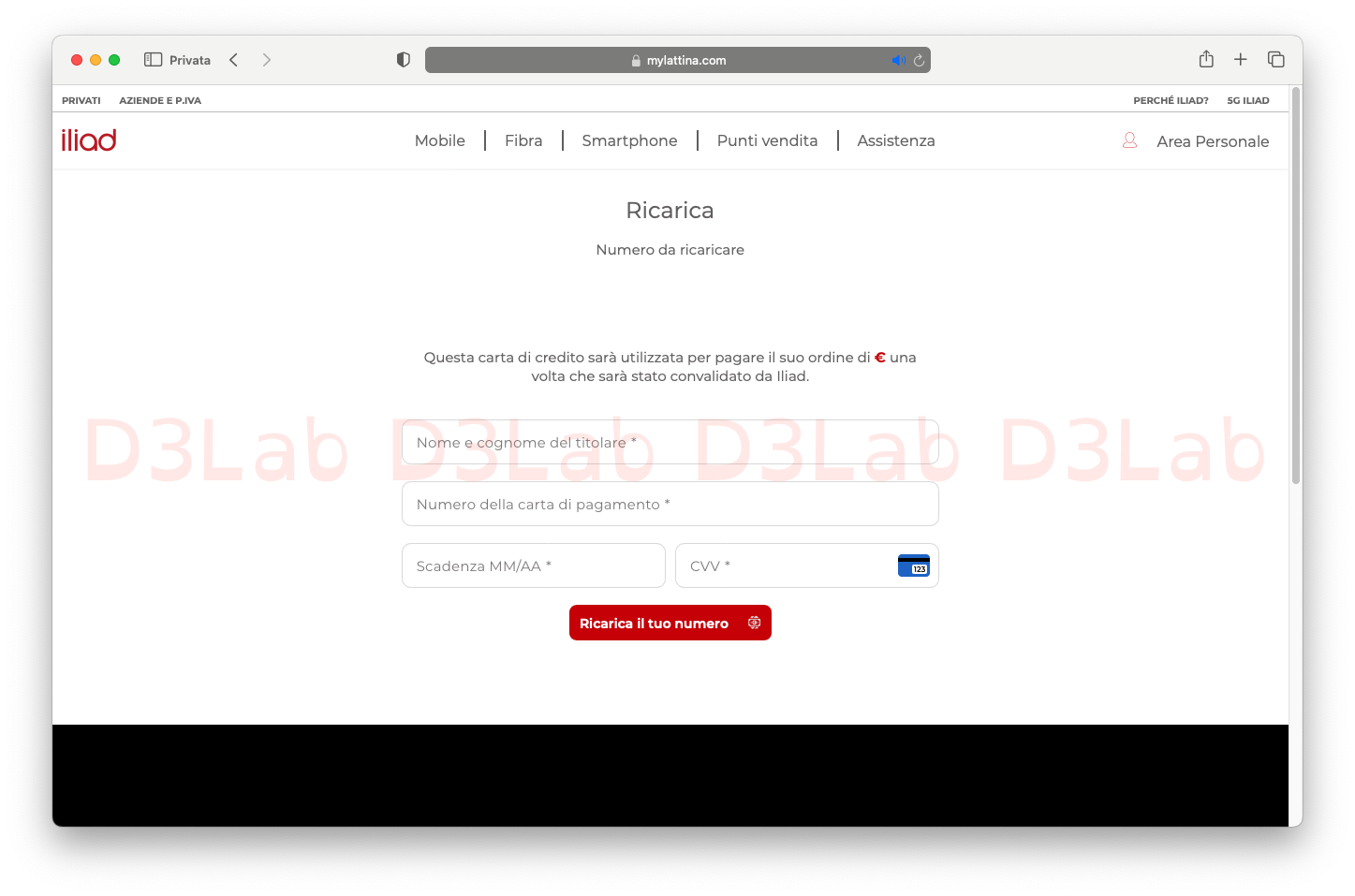 Campagna di Phishing ai danni di Iliad – D3Lab